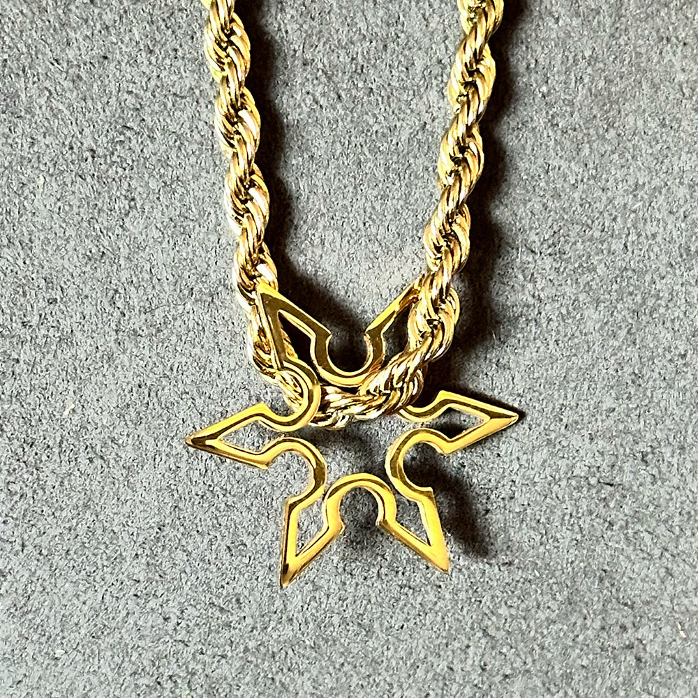 Gold Ninja Star Pendant & Chain